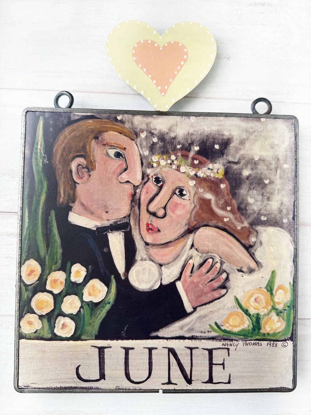 Vintage Nancy Thomas June Metal Frame Wall Hanging - Etsy