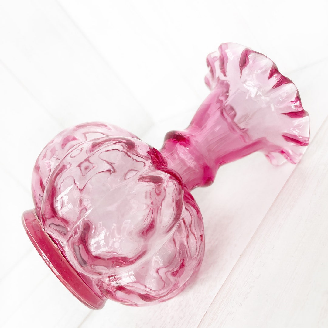Vintage Fenton Pink Glass Ruffle Top Vase - Etsy
