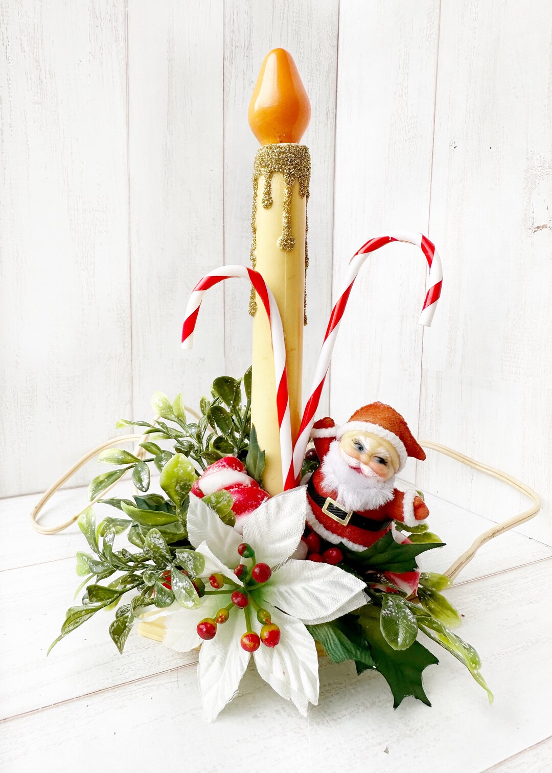 Vintage Lighted Candlestick Decor…santa Claus - Etsy