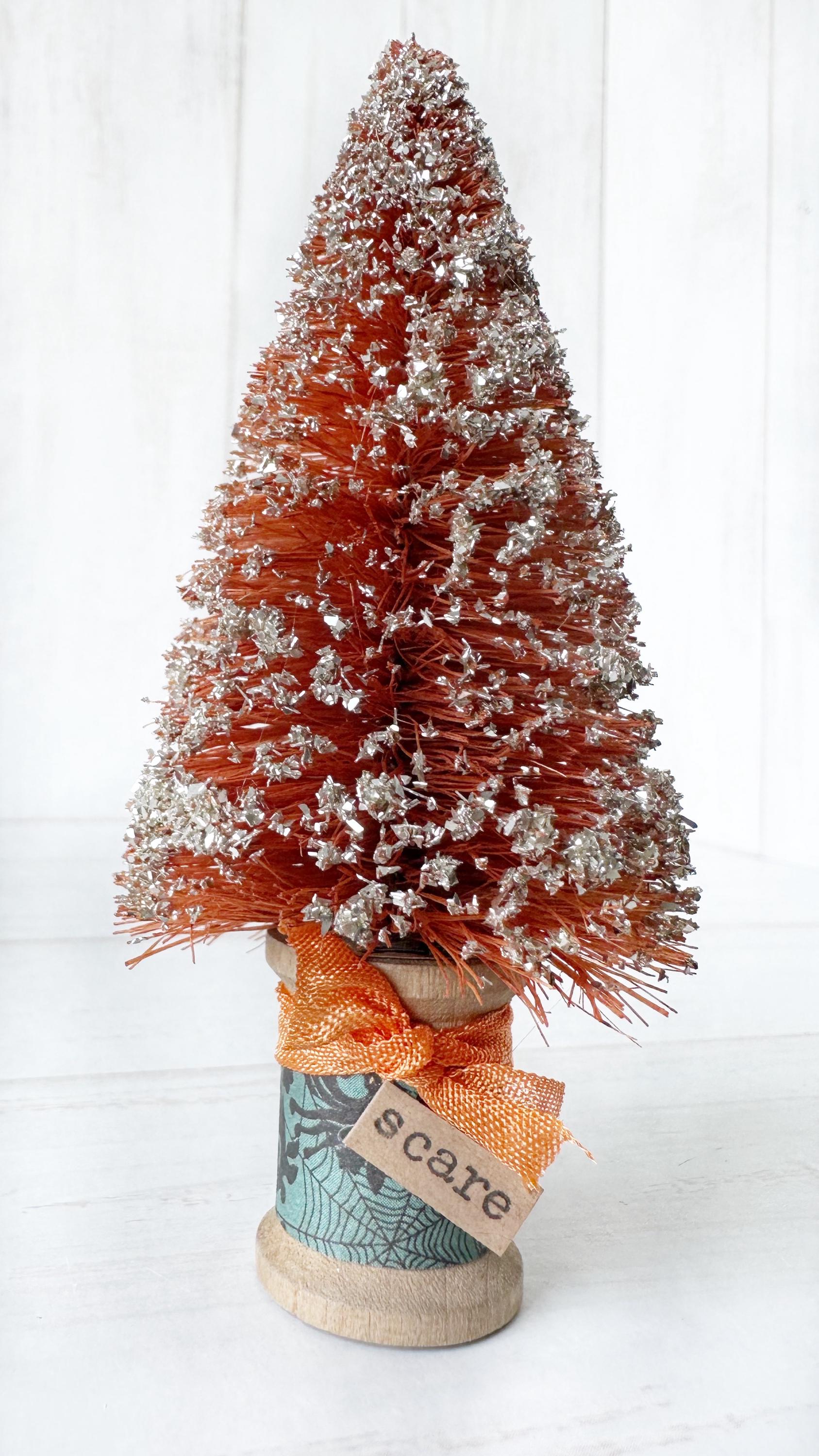 Vintage Spool Halloween Bottle Brush Tree Duo…scare Factory - Etsy