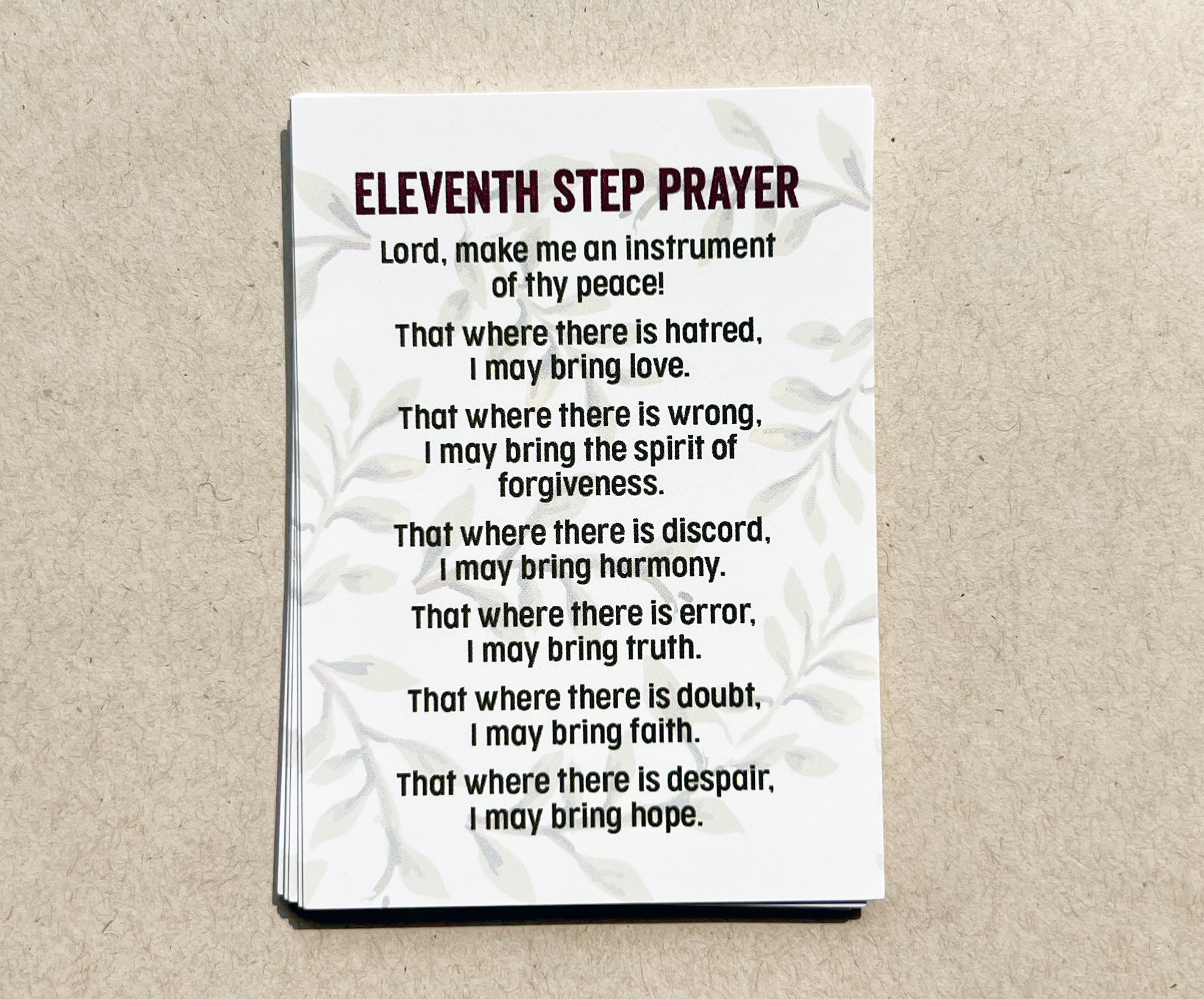 Wallet Cards 11th Step Prayer for Recovering Alcoholics Set of 5 - Etsy