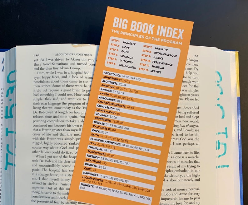 Recovery: Big Book Index Bookmark Large4 x 9 | Etsy Recovery: Big Book Index Bookmark Large4 x 9 | Etsy
