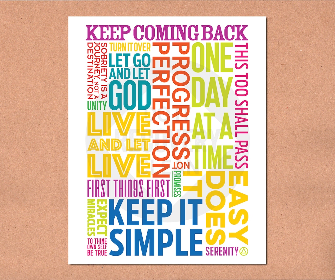AA Slogans Poster: Colorful Recovery Art Print (8x10) UNFRAMED - Etsy