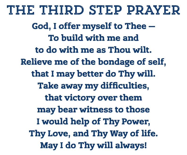 Third Step Prayer Card for Recovering Addicts and Alcoholics Go to Any ...