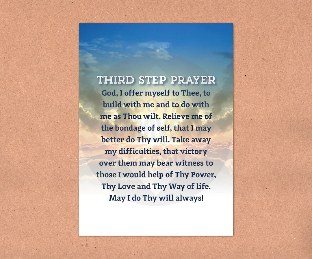 Third Step Prayer Card for Recovering Addicts and Alcoholics Go to Any ...