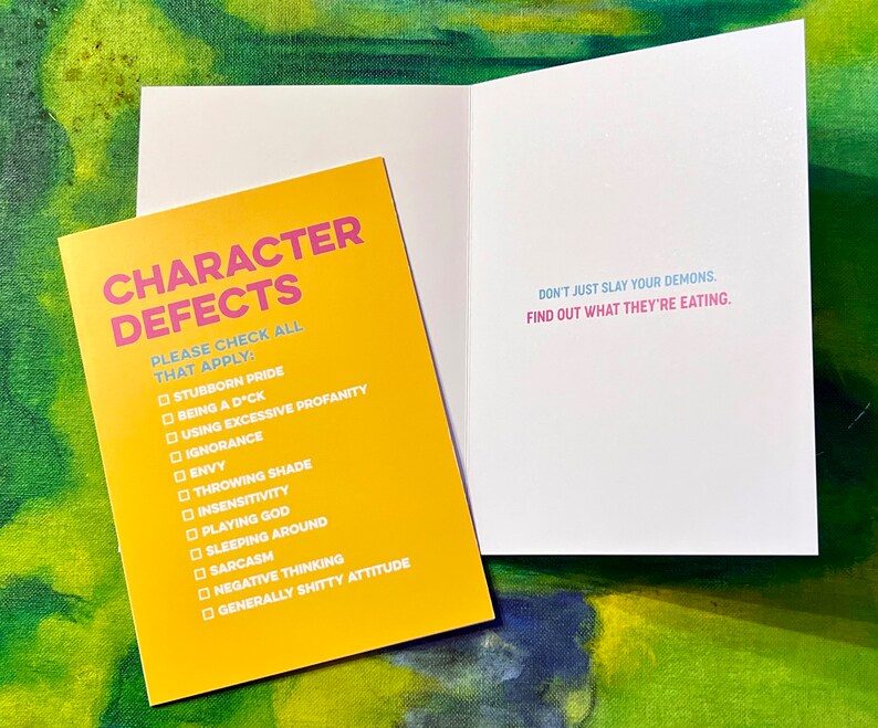 Sobriety Card: Character Defects - Etsy