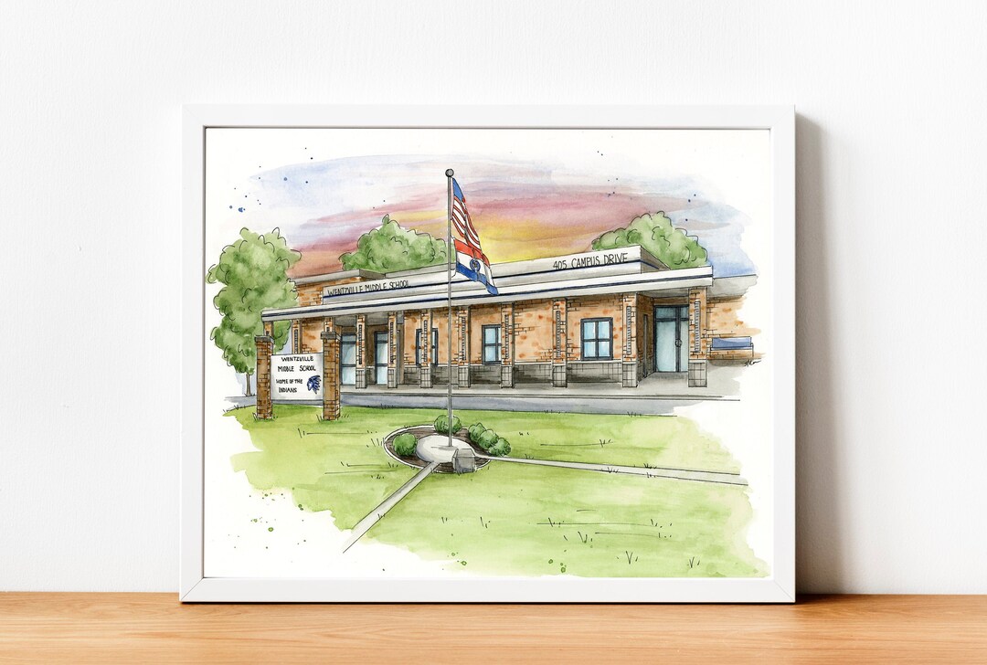 Custom School Watercolor Painting Painting of School - Etsy