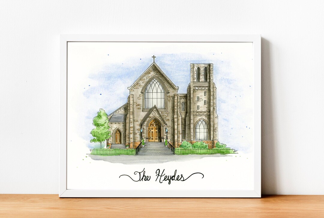 Painting of Church, Wedding Venue, Watercolor Painting, Custom Wedding ...