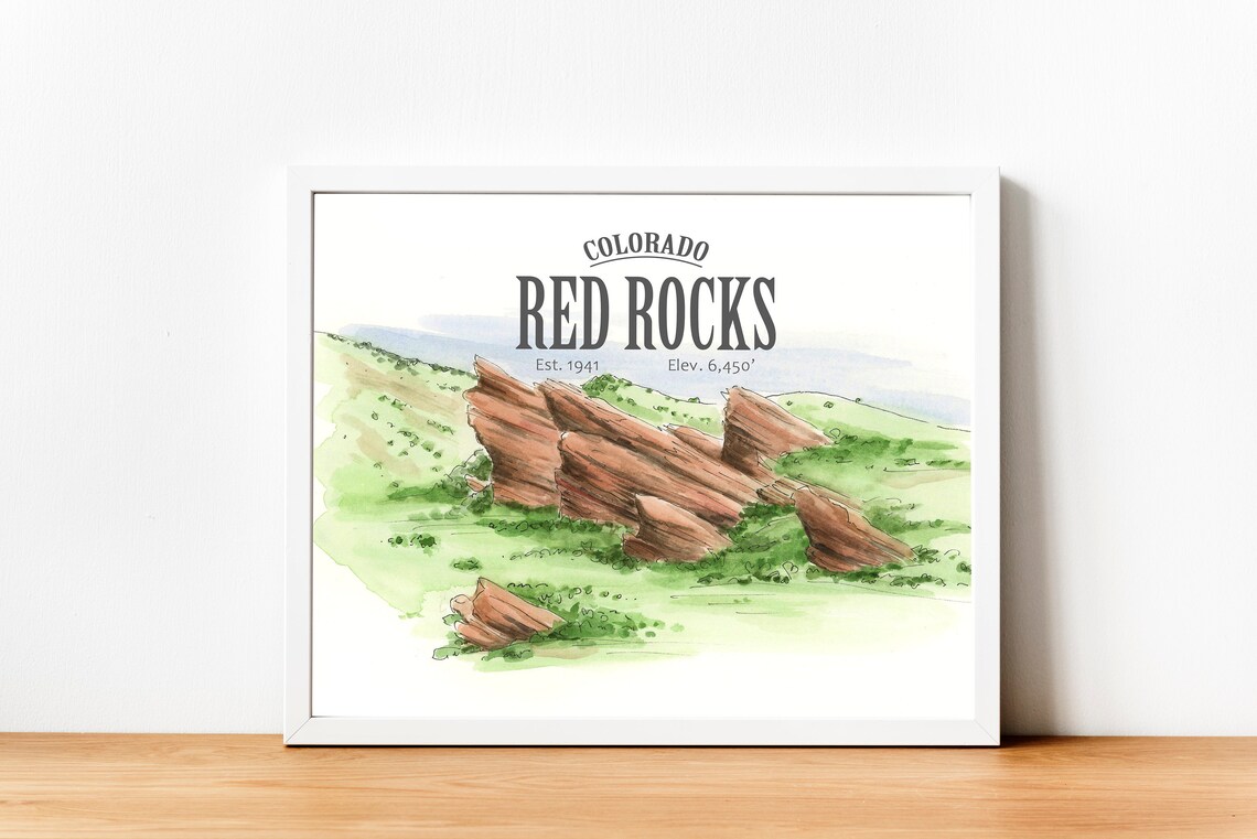 Red Rocks Amphitheatre Red Rocks Art Red Rocks Poster Red | Etsy