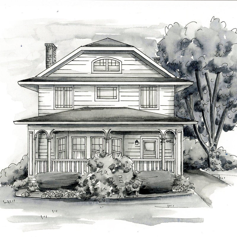 Custom House Drawing - Etsy