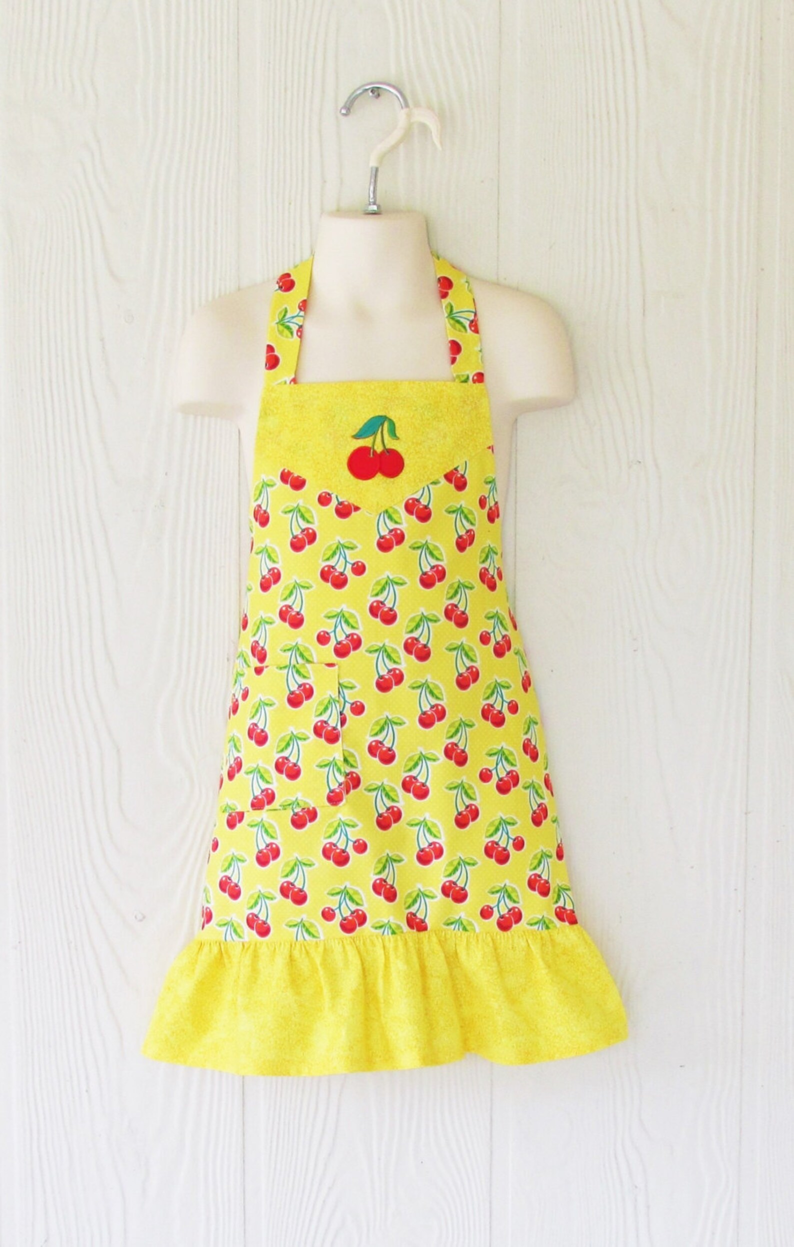 Girl's Cherry Apron, Yellow, Cherries, Vintage Style, Eclectikids - Etsy