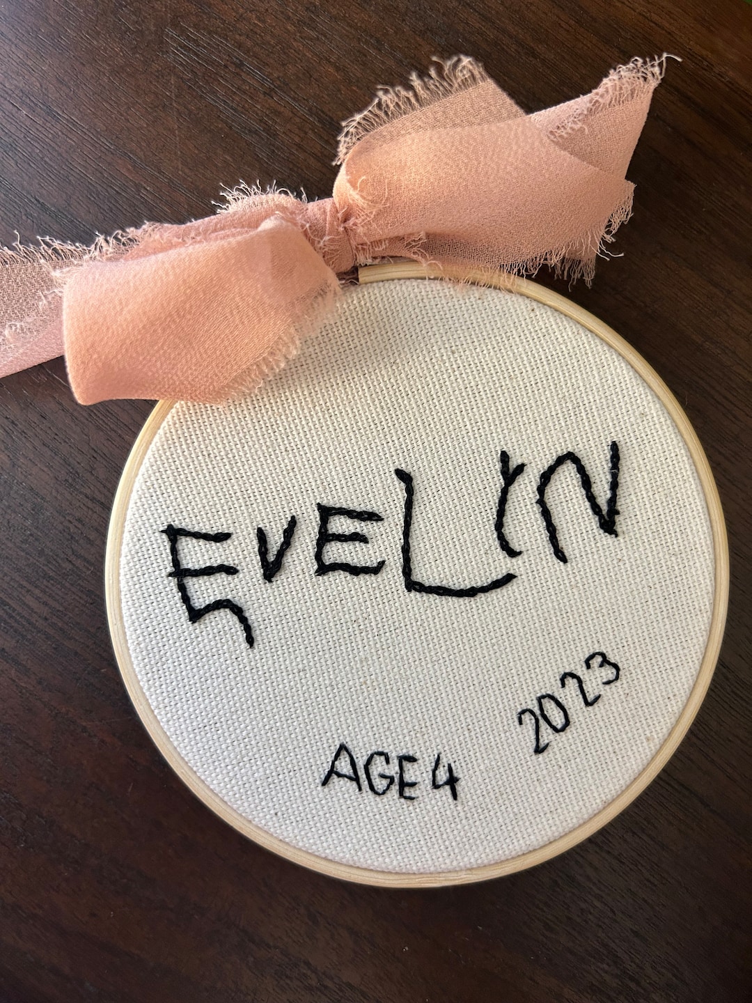 4 Custom Simple Handwriting Embroidery Hoop Ornament - Etsy