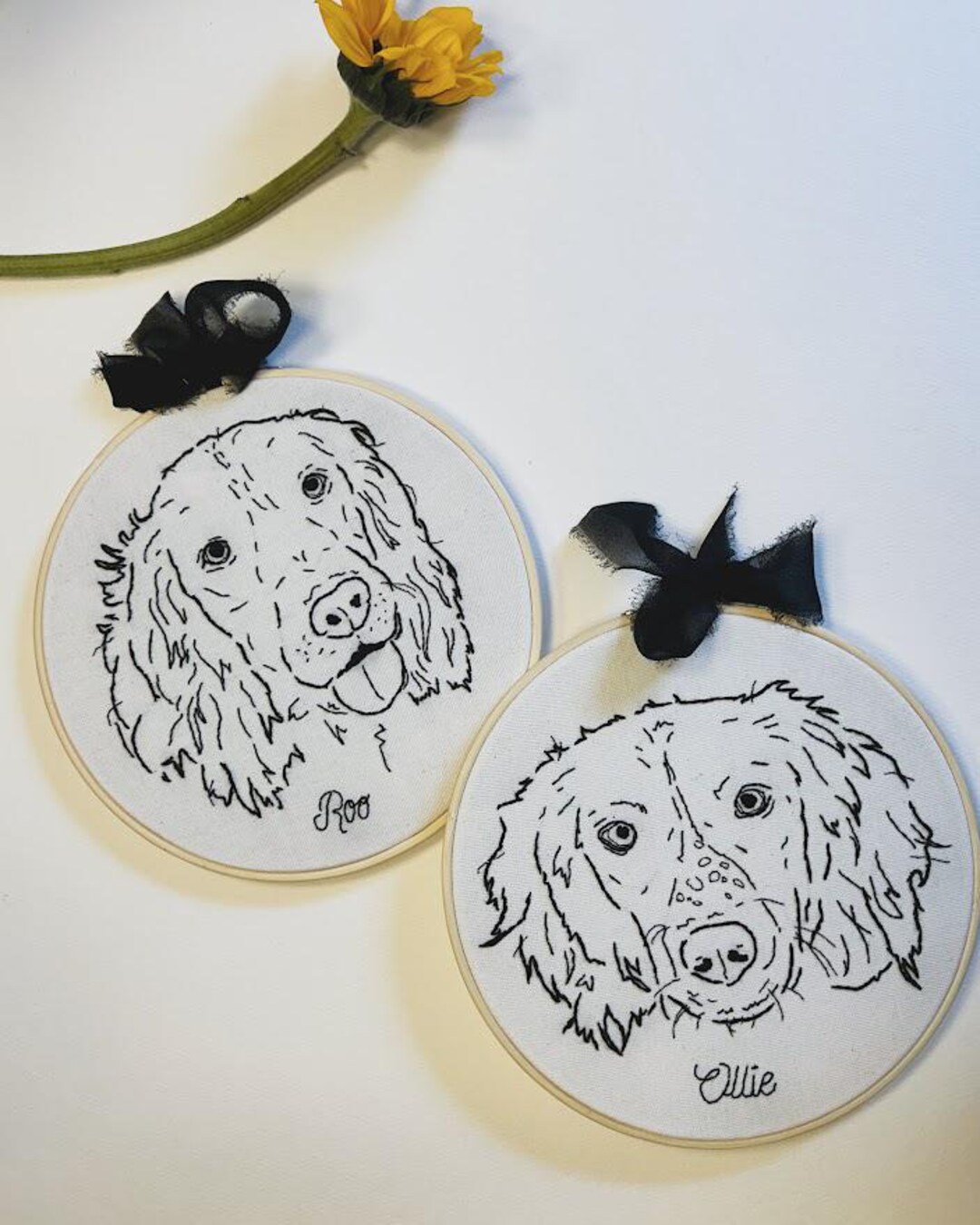 Custom, Hand Embroidered Pet Portrait, Dog Portrait, Pet Outline, Pet ...