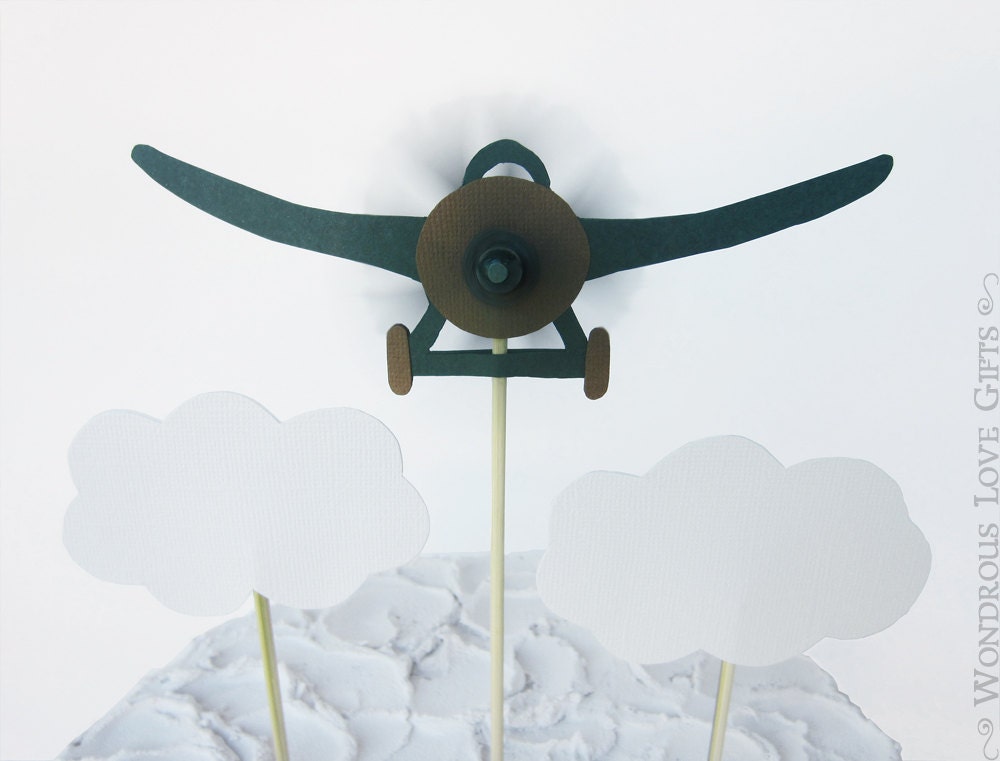 Spinning Airplane Cake Topper ready to Ship Airplane Party - Etsy