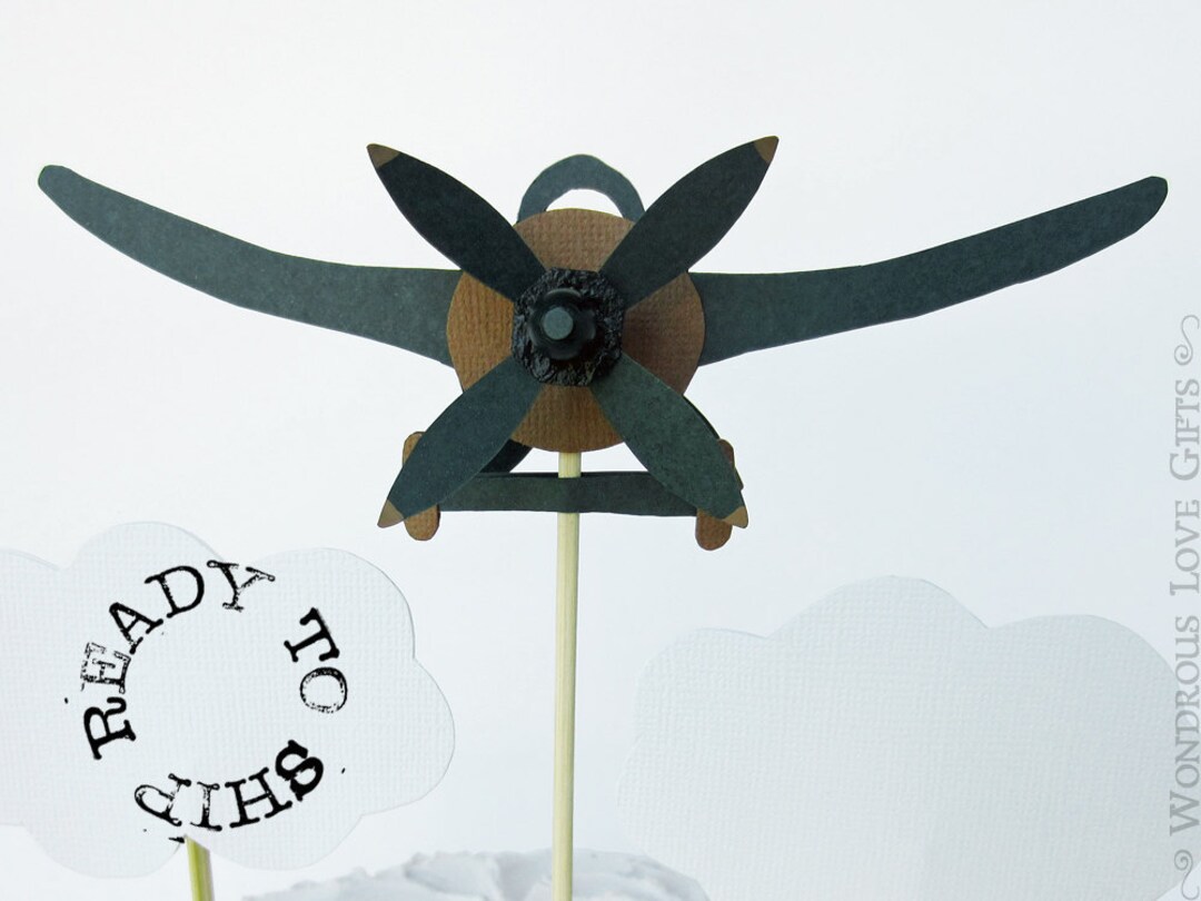 Spinning Airplane Cake Topper ready to Ship Airplane Party - Etsy
