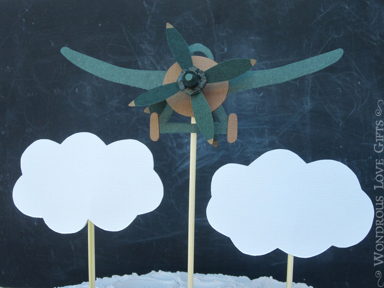 Spinning Airplane Cake Topper ready to Ship Airplane Party - Etsy