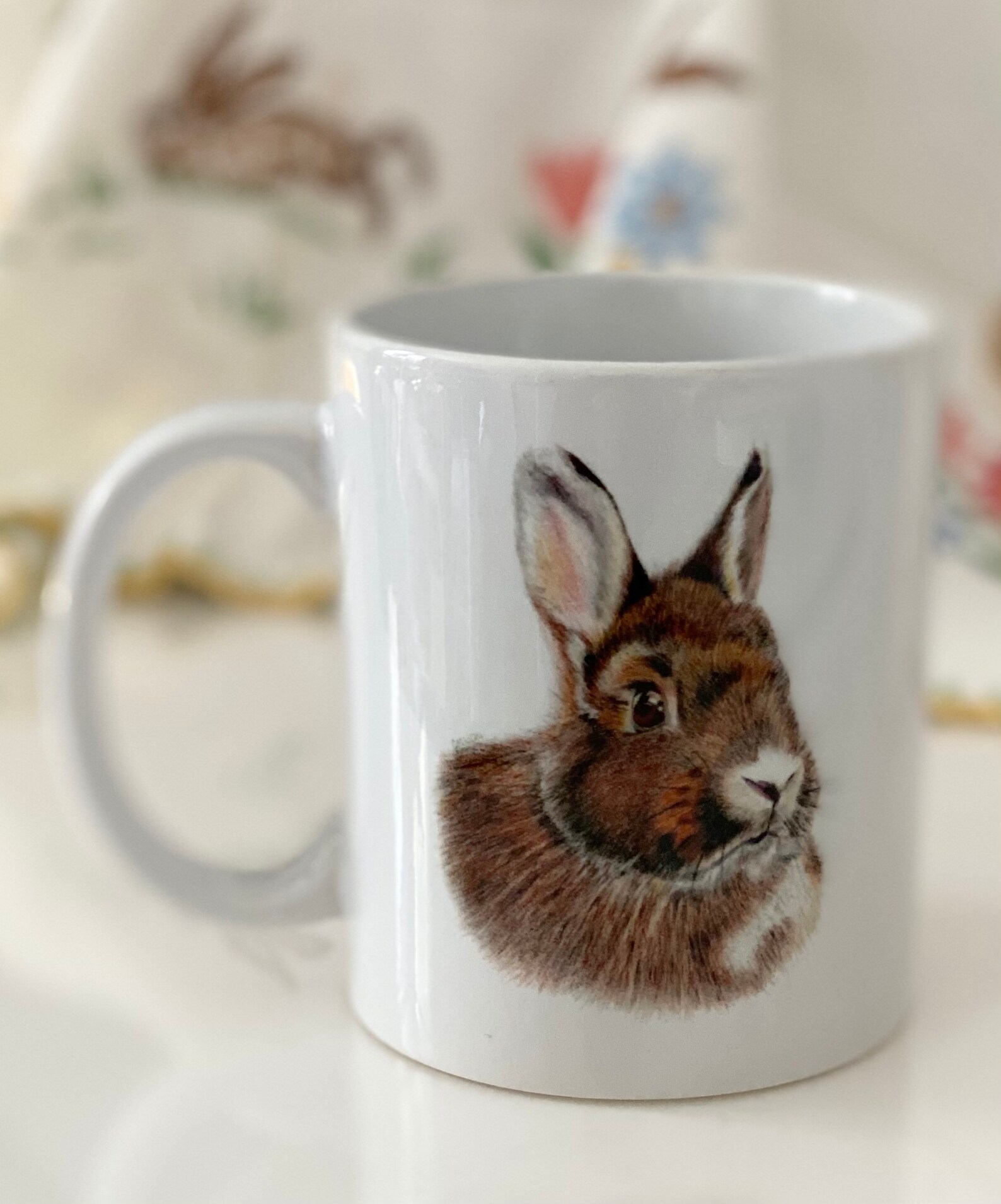 Bunny Rabbit Mug! Decorated With My Original Drawing. - Etsy