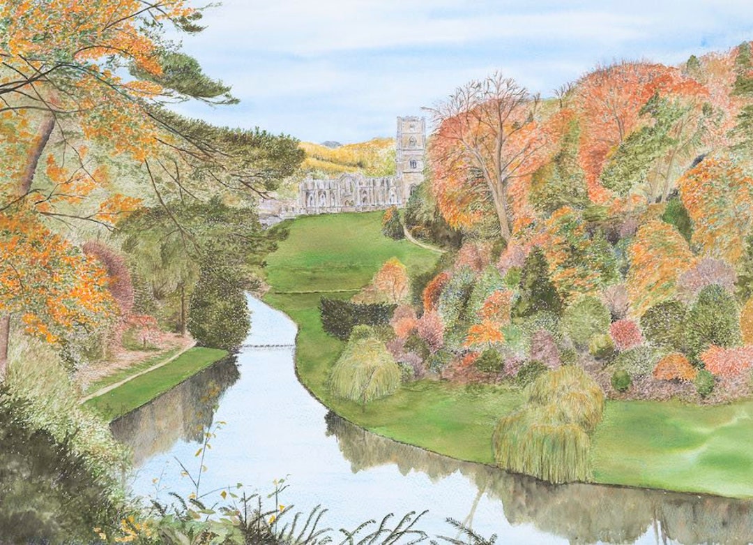 Art Print: "surprise View" - A4 Landscape Print, Rural Print, Abbey ...