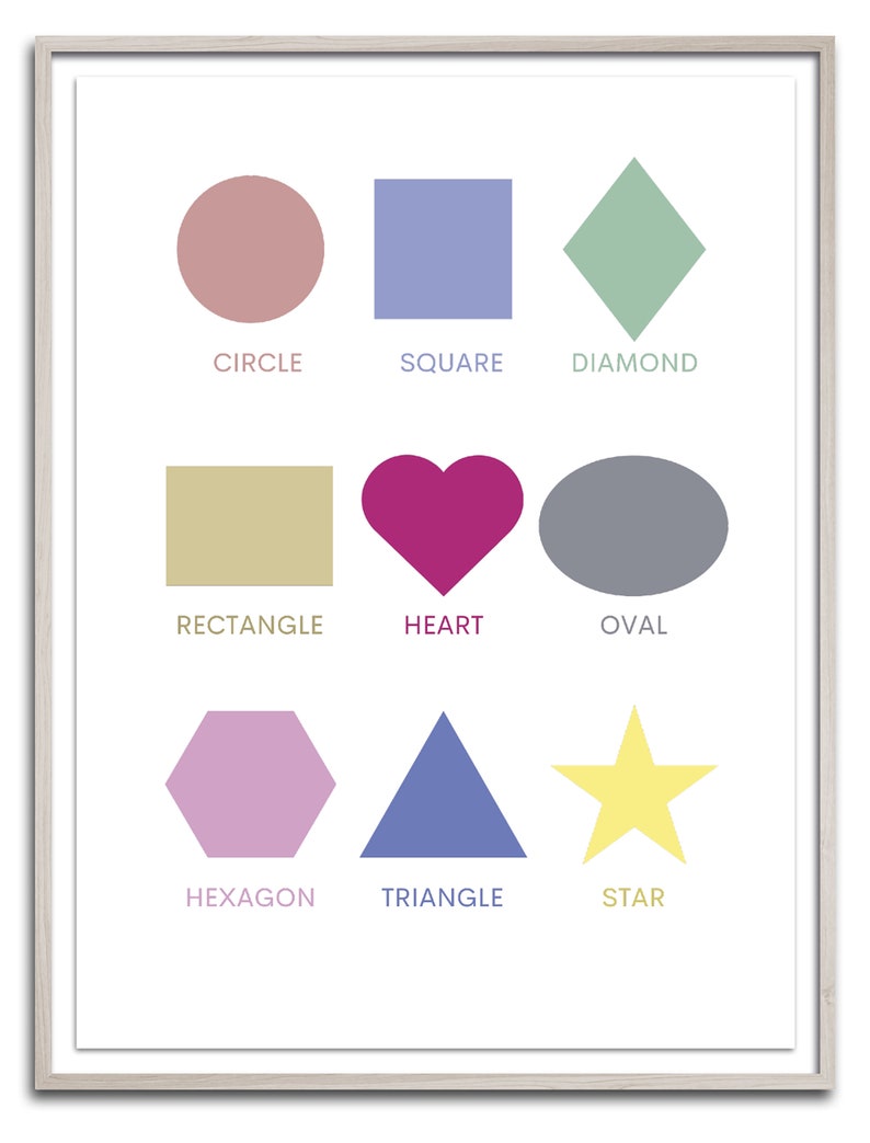 Colourful Minimal Printable Shapes Educational Prints - Etsy