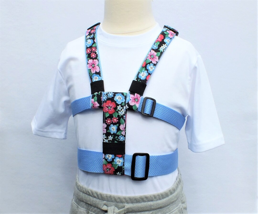 Child Safety Harness With Floral Accent, Back Buckle With Adjustable ...