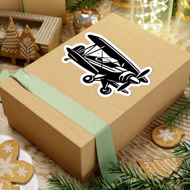 Vintage Biplane Sticker | Kiss-cut Vinyl Plane Decal - Etsy