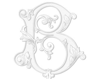 Vintage Wedding Monogram Letter B in Light Blue Digital File Download ...