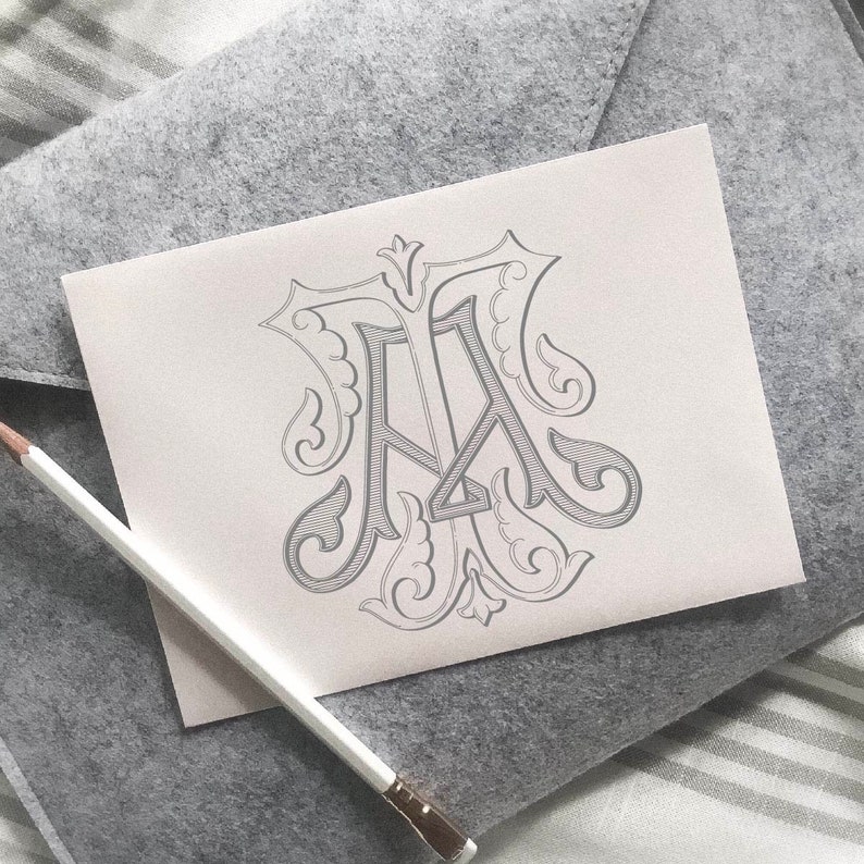 Wedding Monogram Design AT TA Antique - Etsy