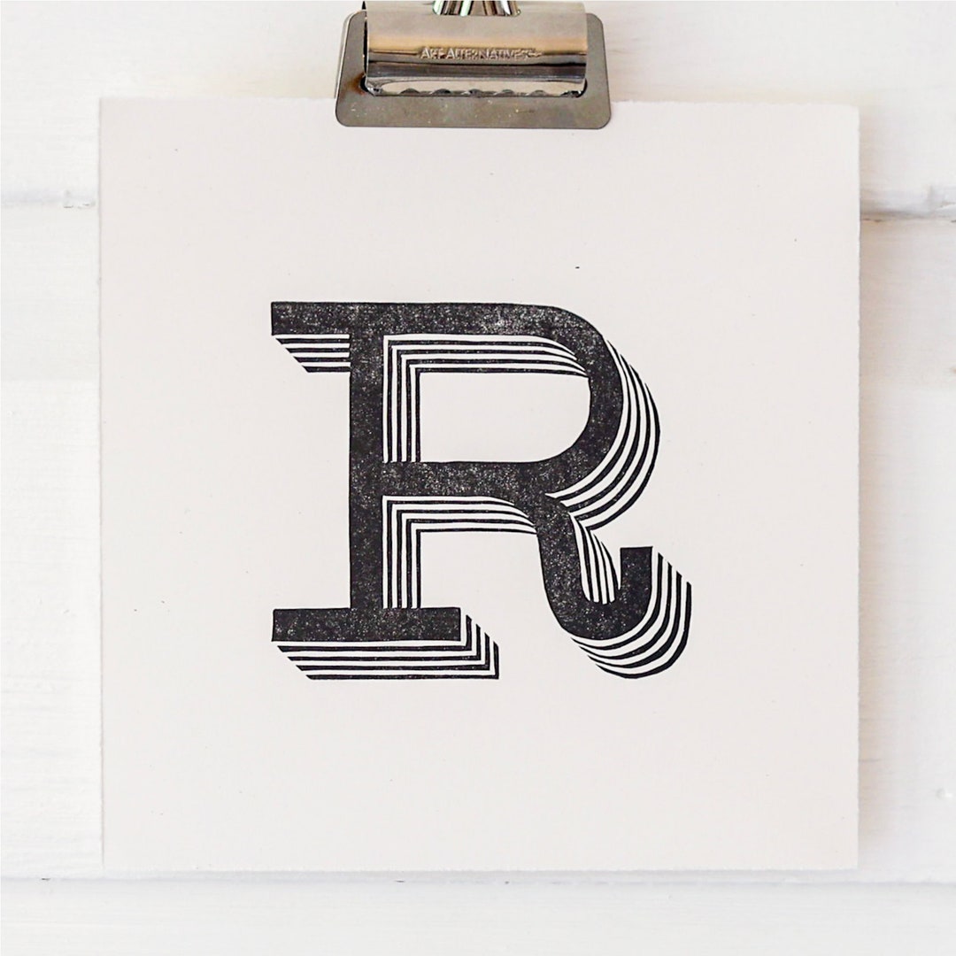 Letter R - Letterpress Block Print - Etsy