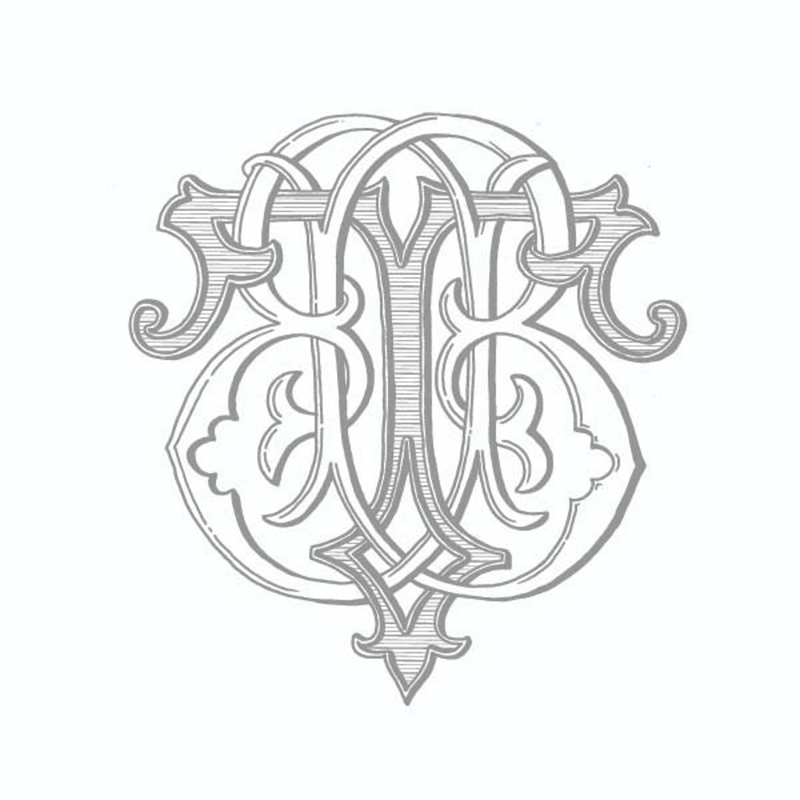 Antique Monogram Design BT TB Vintage Wedding Logo - Etsy