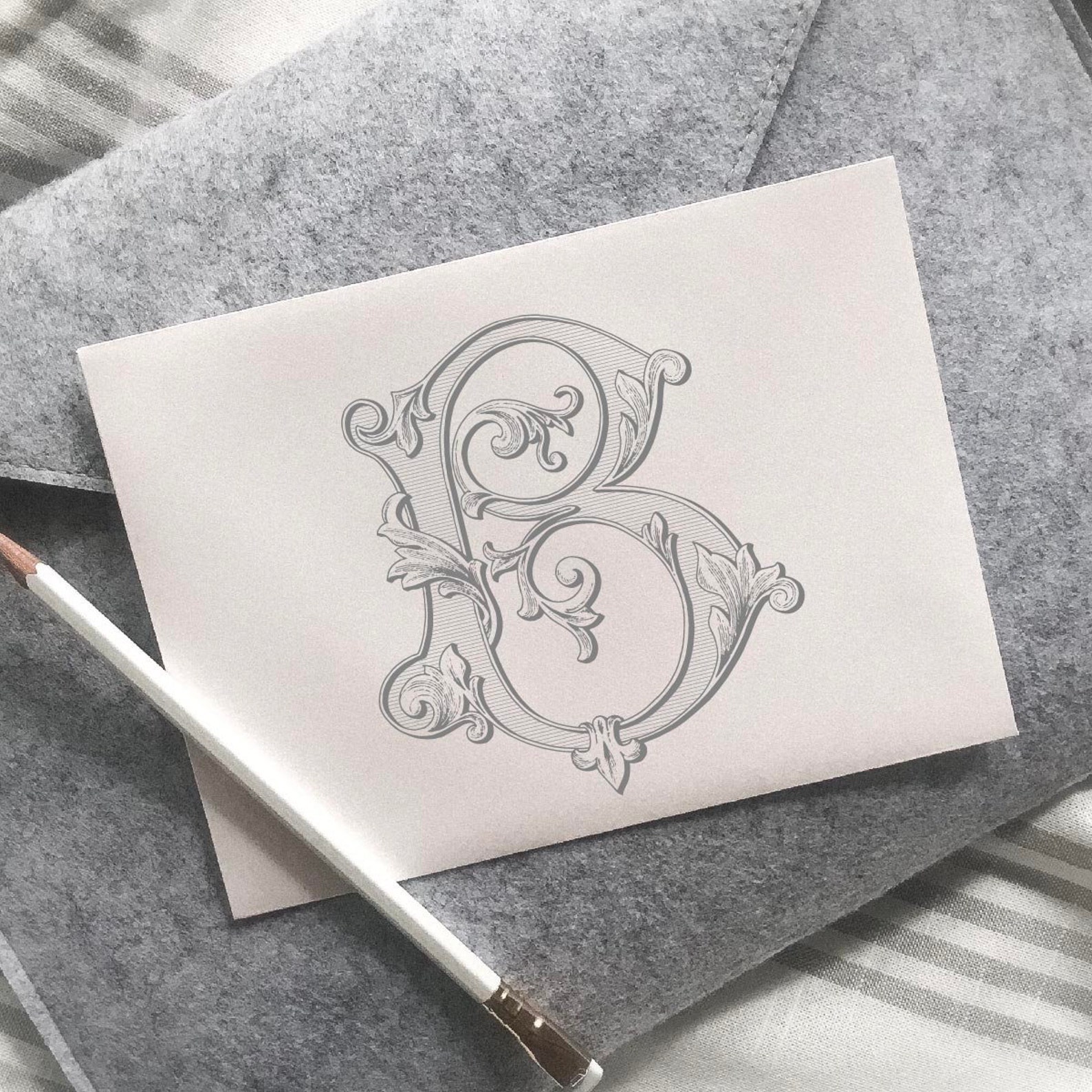 Digital Antique Letter B Monogram - Etsy