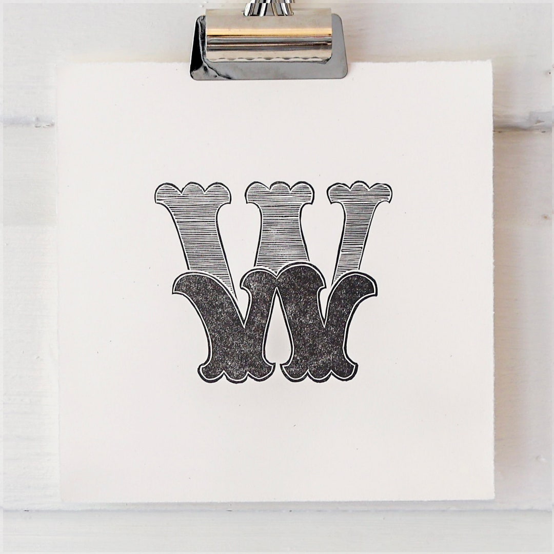 Original Letterpress Print - Linocut Block Print Letter W - Etsy