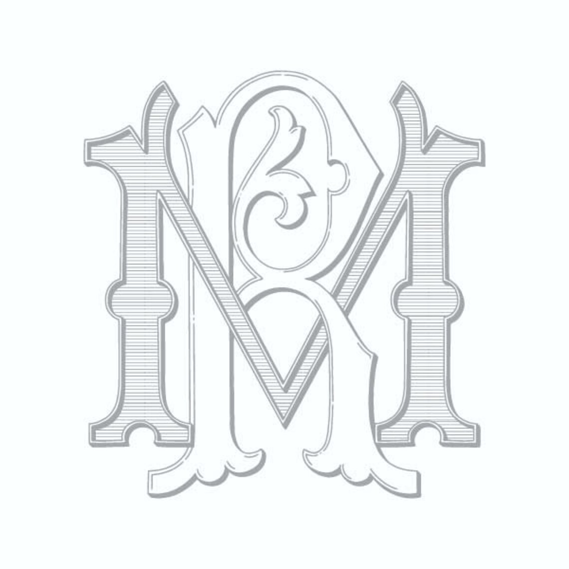 Vintage Monogram Letters MR RM Antique Monogram - Etsy