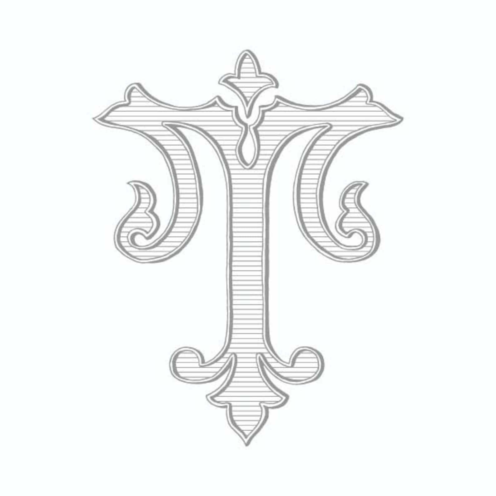 Antique Monogram Design T Vintage Wedding Logo | Etsy