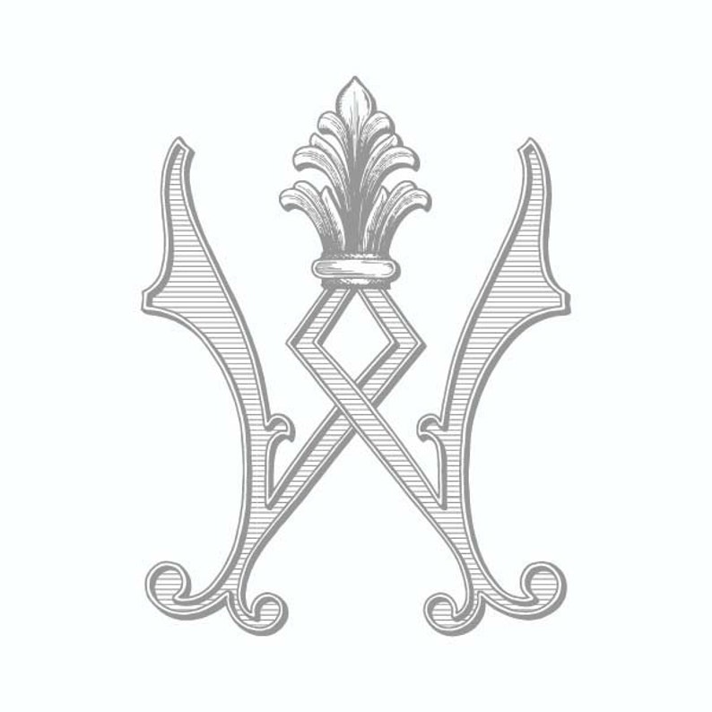 Custom Monogram Design - W - Single Letter - Antique Monogram - Etsy