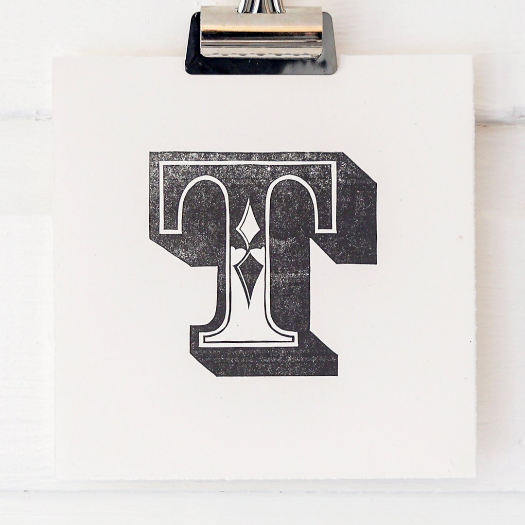 Letter T - Letterpress Block Print - Etsy
