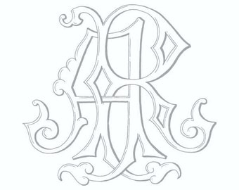 Antique Monogram Design M Vintage Wedding Logo | Etsy