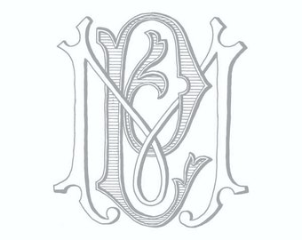 Antique Monogram Design M Vintage Wedding Logo | Etsy