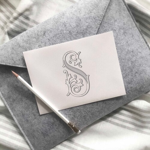 Antique Monogram Design M Vintage Wedding Logo - Etsy