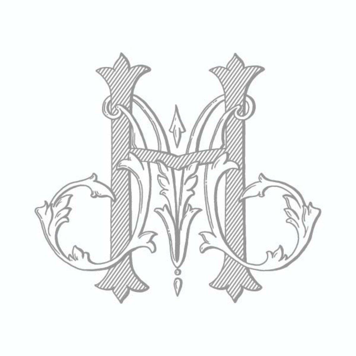 Antique Monogram Design MH HM Vintage Wedding Logo - Etsy