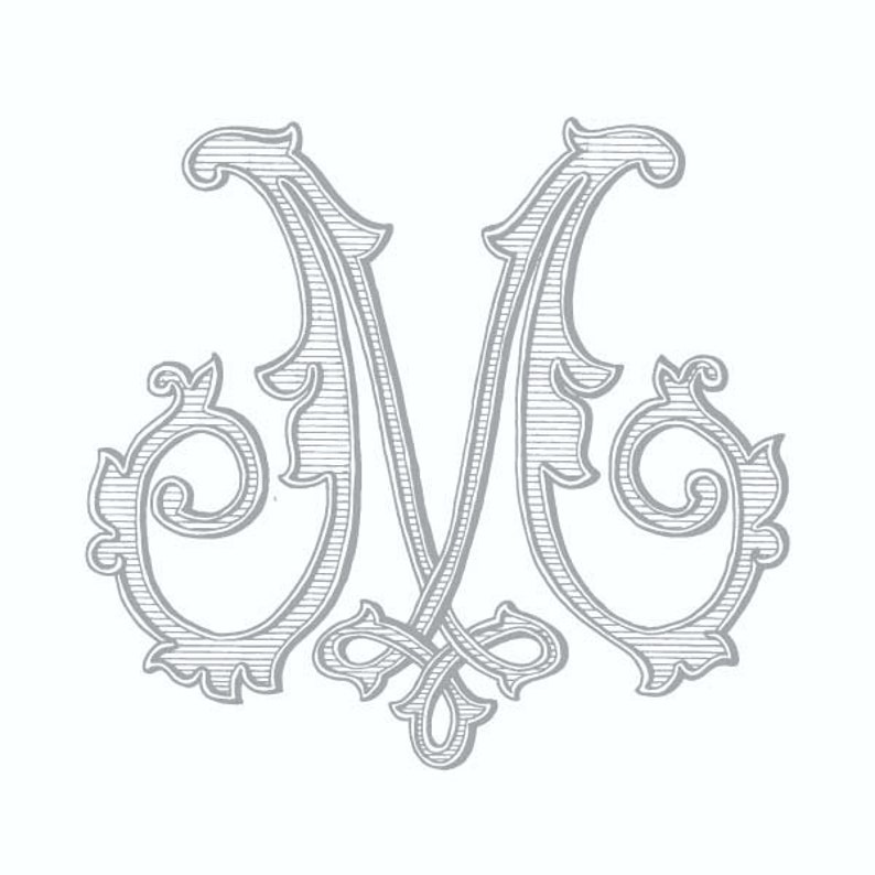 Antique Monogram Design M Vintage Wedding Logo - Etsy