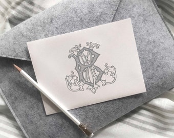 Antique Monogram Design A Vintage Wedding Logo | Etsy