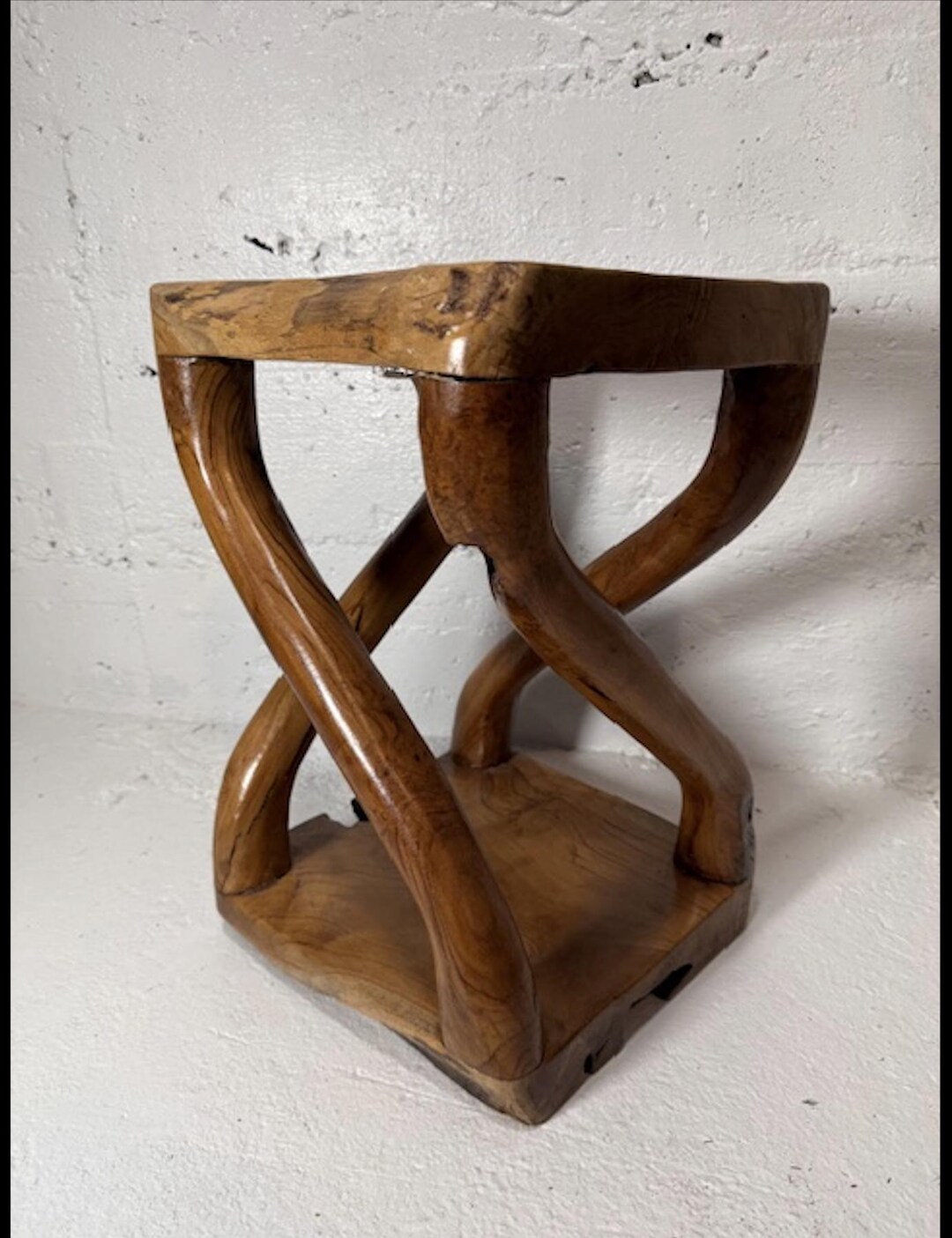 Vintage Mango Wood Twisted Stump Table - Etsy