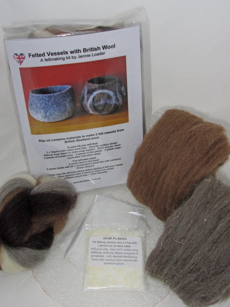 Kit Felted Vessels Bowls With Instructions and Materials Using British ...