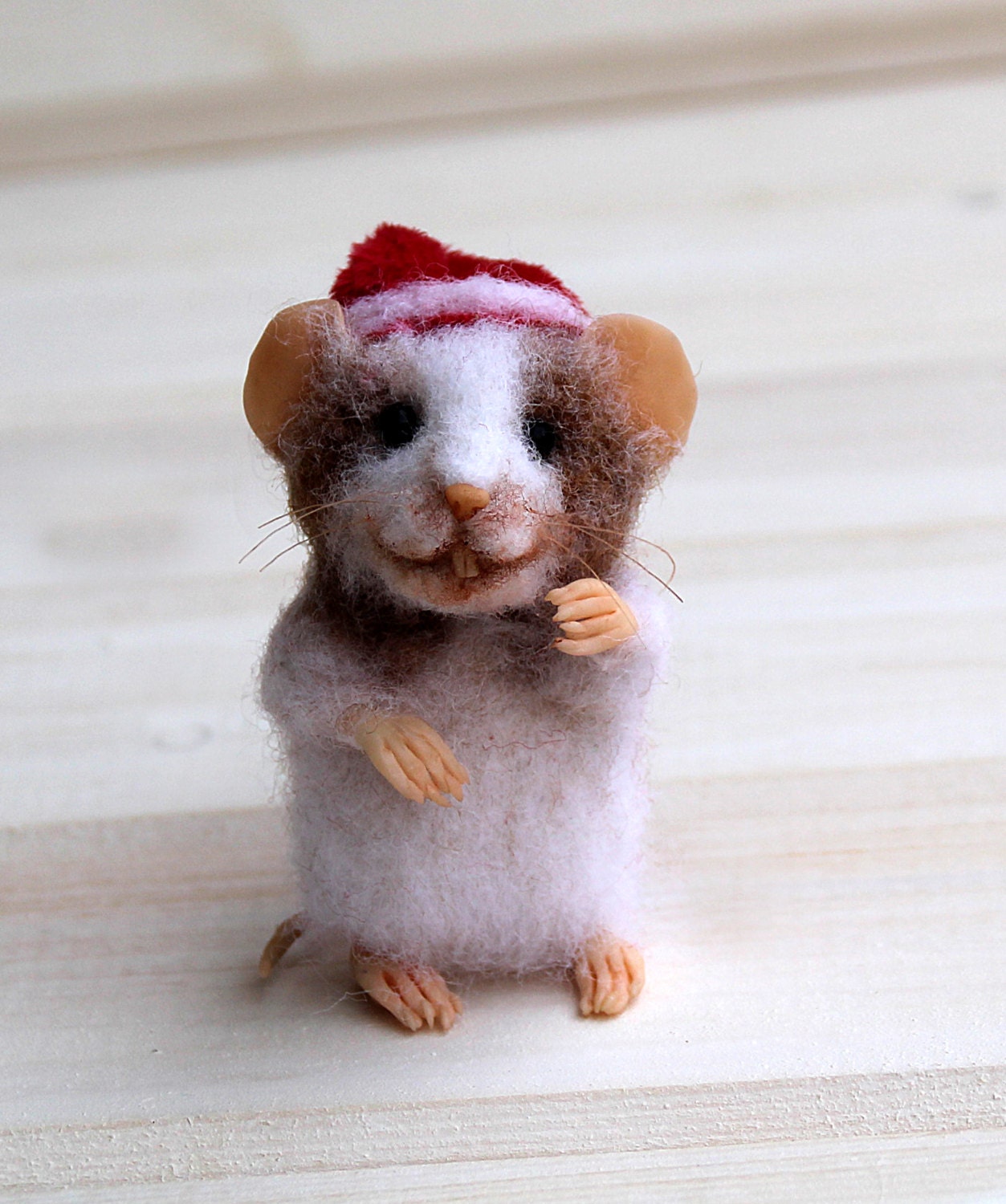 Christmas realistic needle felt mouse in christmas stocking | Etsy