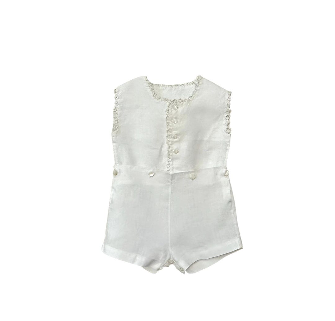 Vintage Linen Baby Romper: 1920s Sleeveless Outfit (18-24 Months) - Etsy