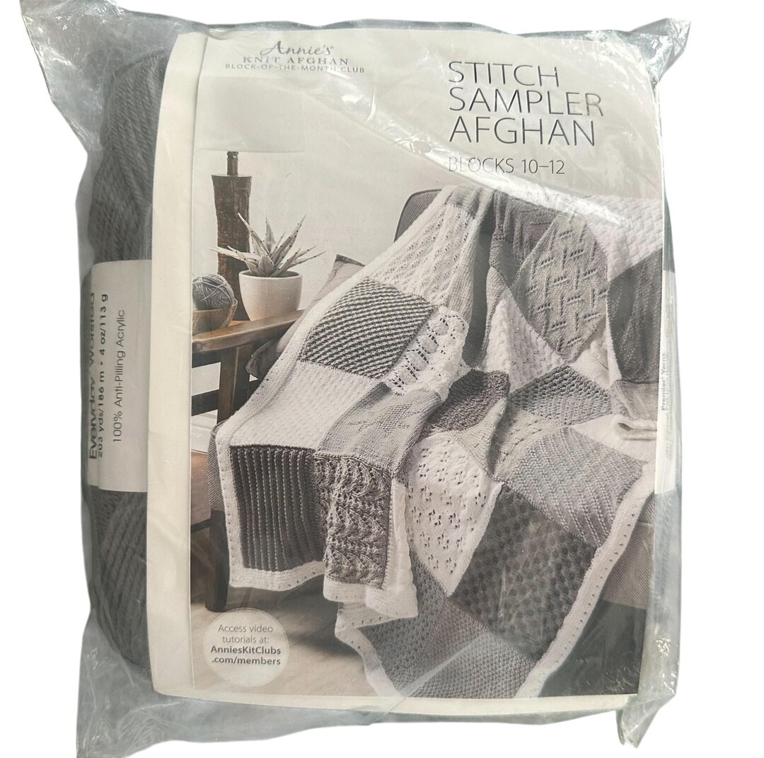 Annies Knit Afghan Kit Club SEALED Stitch Sampler Afghan BLOCKS 10 - 12 ...
