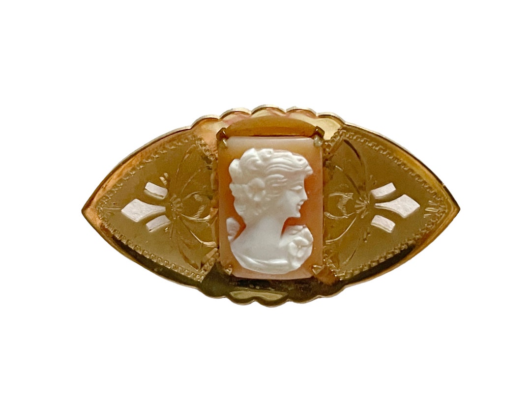 Vintage Theda Gold Filled SQUARE Cameo Brooch Pin Carved Shell ...