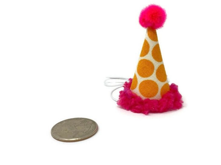 Pink and Orange Dot Party HatMini Party Hat Hedgehog Party | Etsy