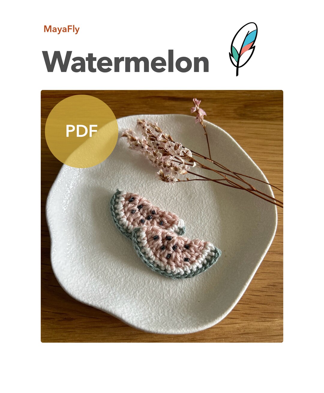 Mayafly Watermelon PDF Crochet PATTERN - Digital Pattern for Hairclips ...
