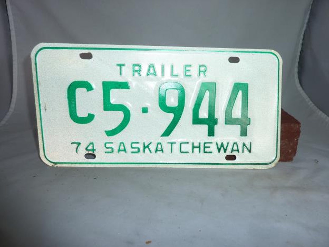 Vintage 1974 Saskatchewan Canada Trailer License Plate MINT - Etsy